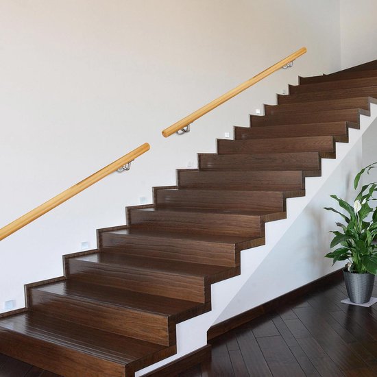 bol.com | relaxdays trapleuning hout - wandmontage - natuurlijk ...