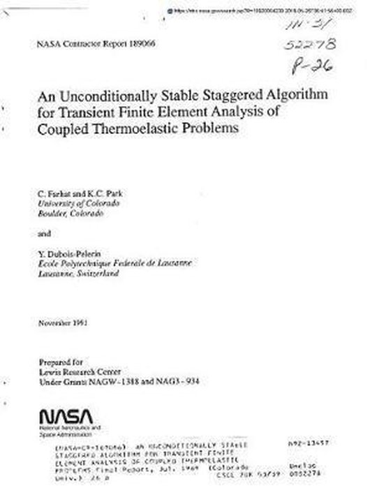 An Unconditionally Stable Staggered Algorithm for Transient Finite Element Analysis of... | bol.com