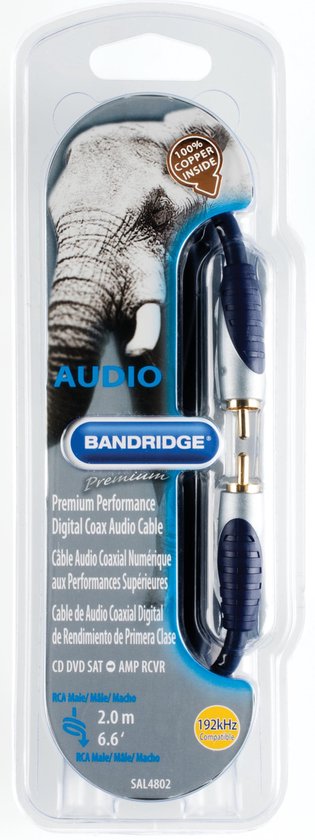 Câble audio Bandridge SAL4802 2 m RCA noir, gris | bol.com