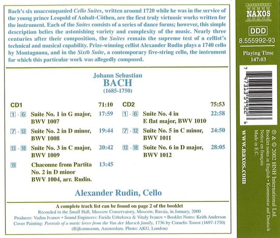 Alexander Rudin - J.S. Bach: Cello Suites (2 CD), Alexander Rudin ...