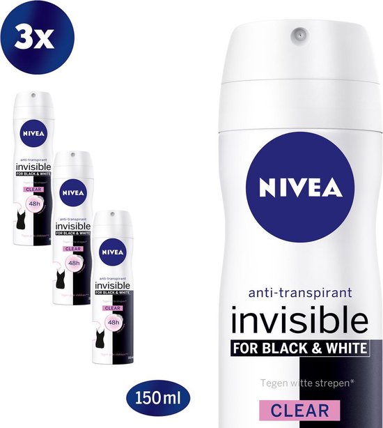 NIVEA Invisible For Black & White Clear - 3 x 150 ml ...
