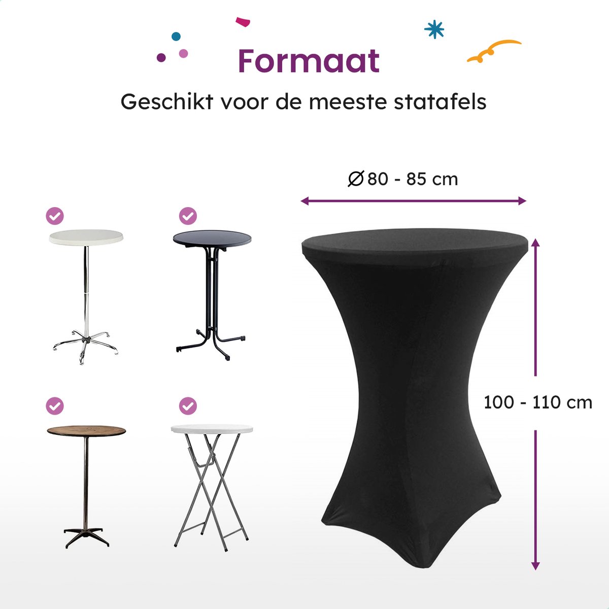 Partizzle 2x Luxe Statafelrok - ∅80-85x110 cm - Extra Dik & Sterk - Stretch... | bol.com