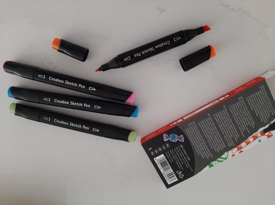 Crea Box Marabu alcohol markers - 4x sketch pen - brede en smalle punt ...