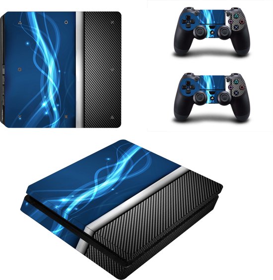 PS4 Slim Skin - Console Skin - Carbon Blue - 1 console en 2 controller ...