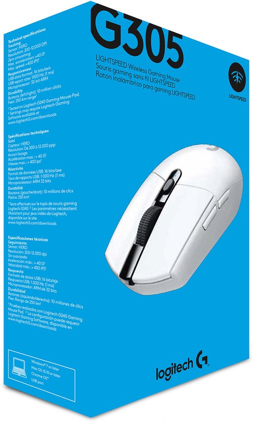 Logitech G G305 Lightspeed Draadloze Muis - 12000 DPI - Wit | bol