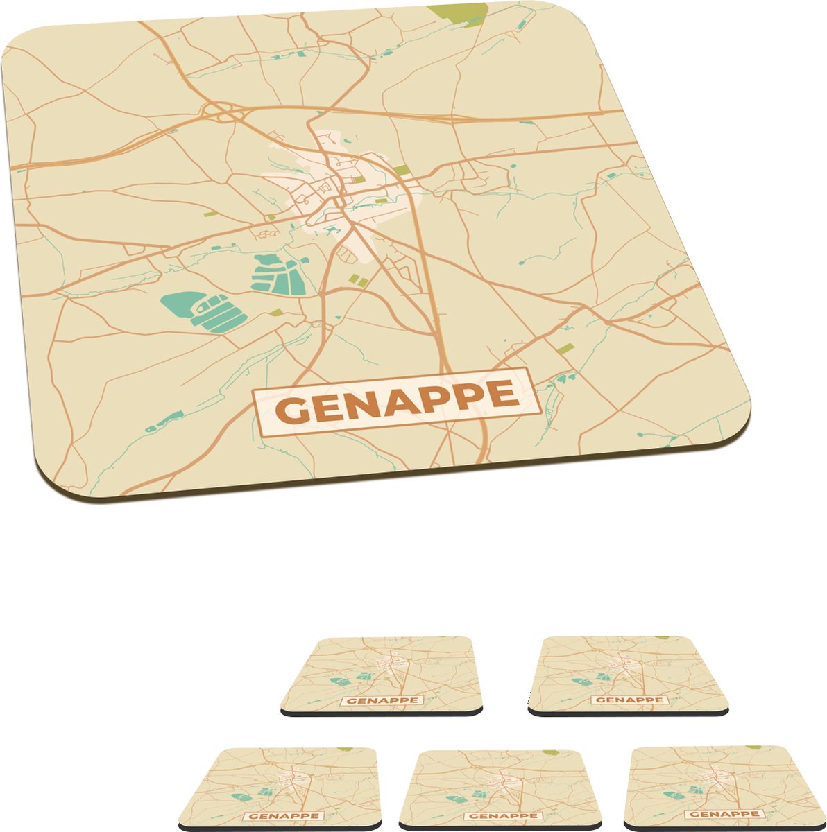 Onderzetters voor glazen - Kaart - Stadskaart - Retro - Plattegrond ...