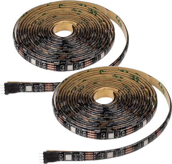 2x Stuks LED Lichtstrip multikleur USB met afstandsbediening 3 meter ...