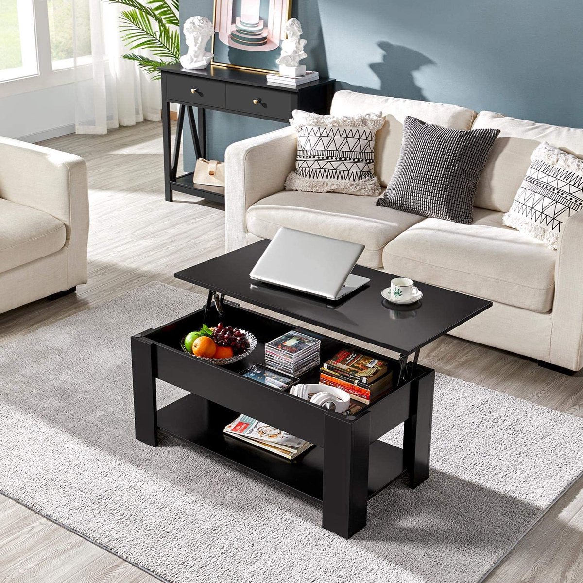 FURNIBELLA - Table basse réglable en hauteur, table basse, table basse ...