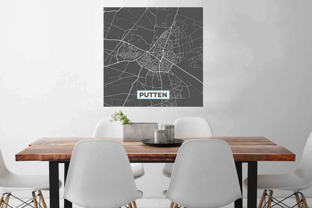 Poster Kaart - Plattegrond - Putten - Stadskaart - 75x75 cm | bol.com