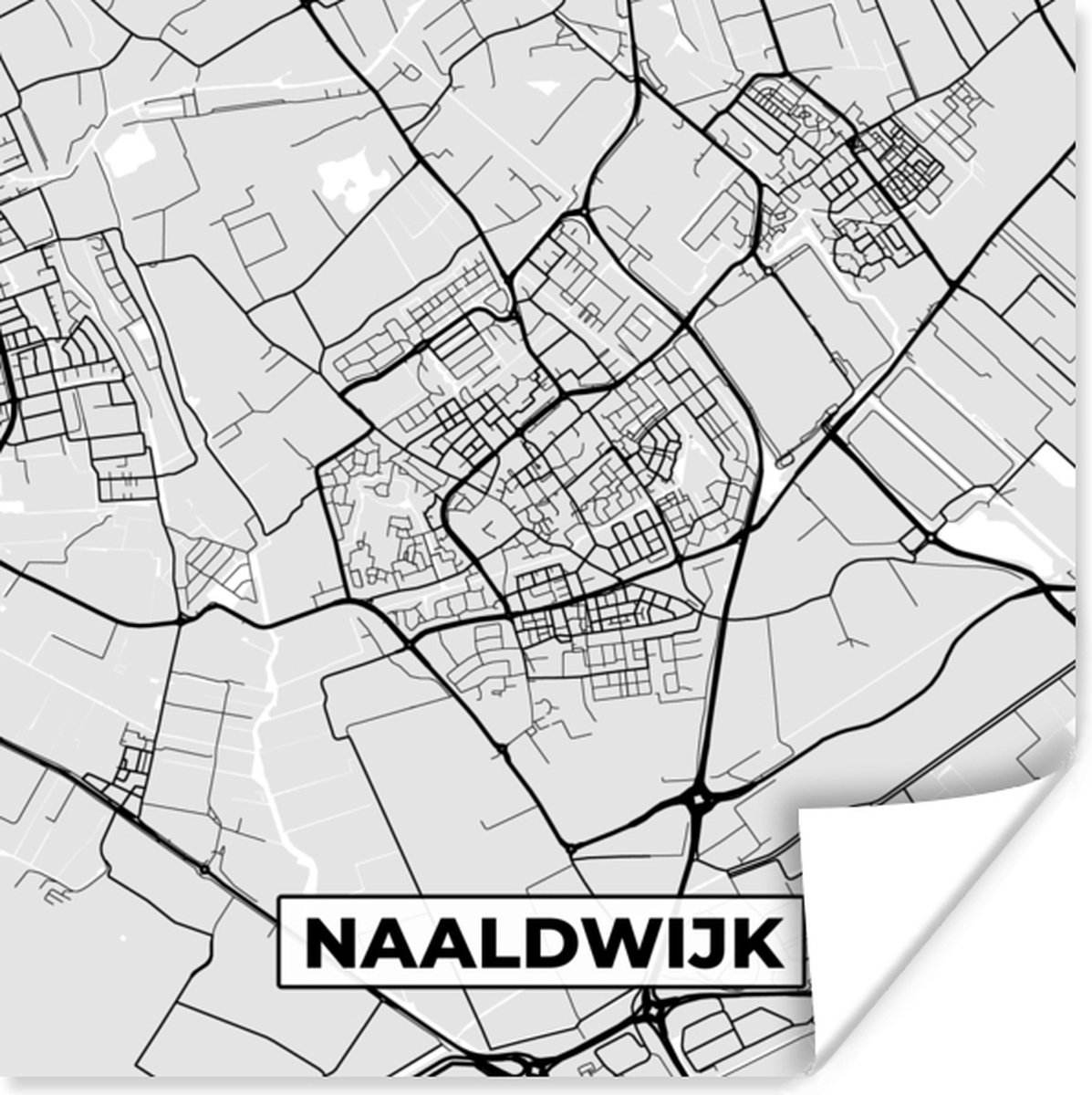 Poster Naaldwijk - Plattegrond - Kaart - Stadskaart - 100x100 cm XXL ...