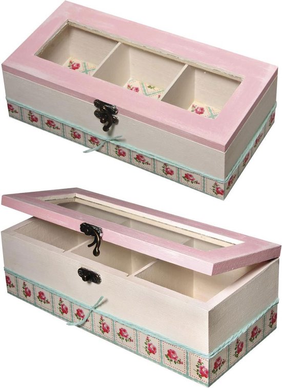 Rayher - Houten theedoos 3 vakken 21,5x9x7cm - Naturel | bol