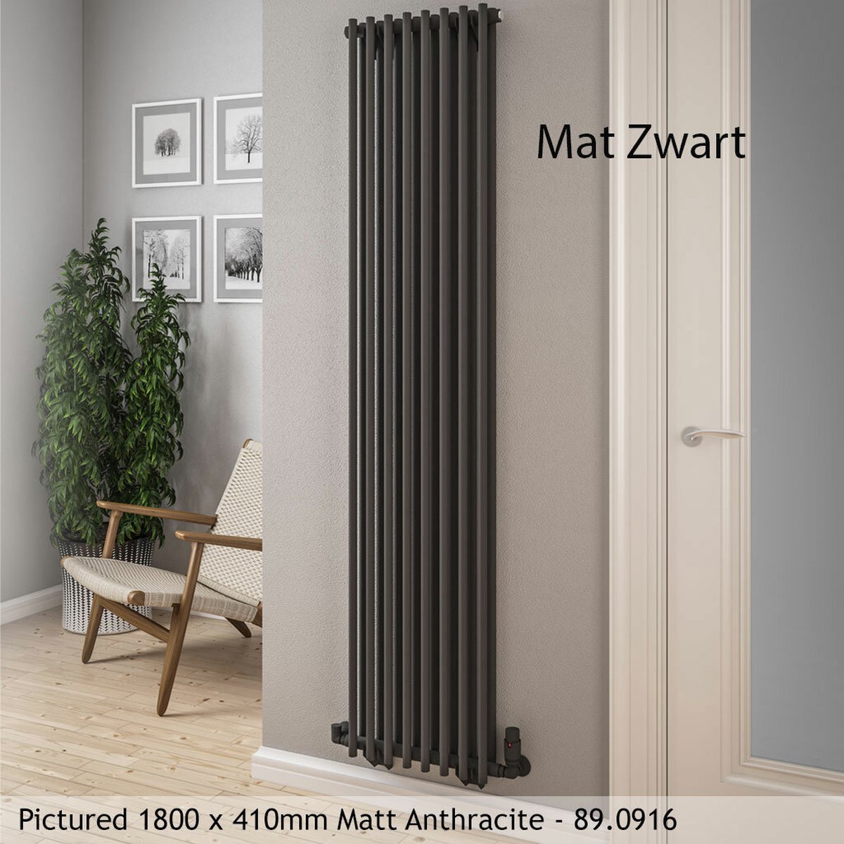 Eastbrook Murano - Design Radiator Mat zwart 180x51cm | bol.com