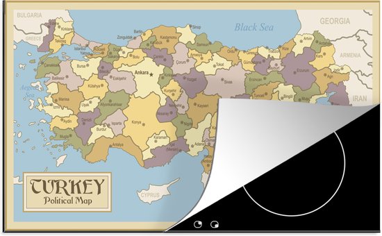 KitchenYeah® Inductie beschermer 89.6x51.6 cm - Retrokaart van Turkije ...