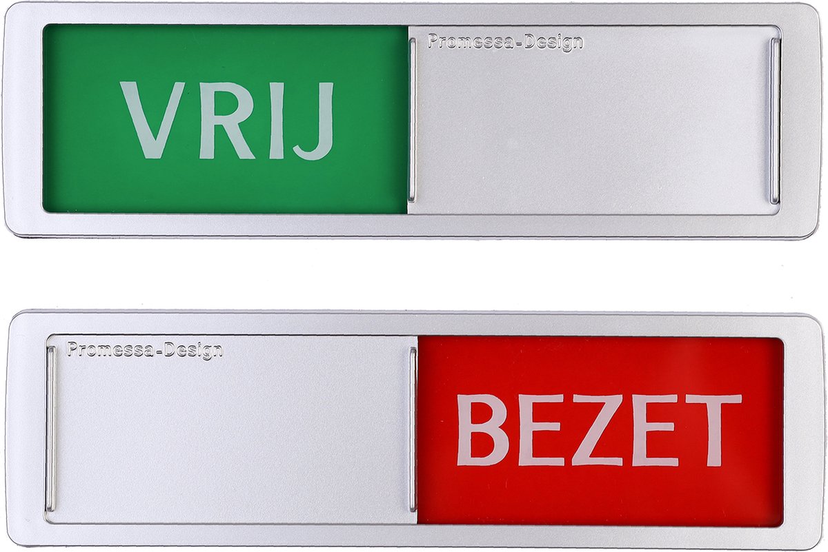 Vrij - Bezet Schuifbordje - Hoge Kwaliteit - Aluminium Look - 17,5 cm x ...