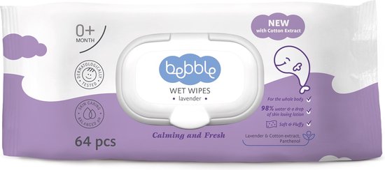 Baby vochtige doekjes Lavendel , 384 doekjes Bebble | bol