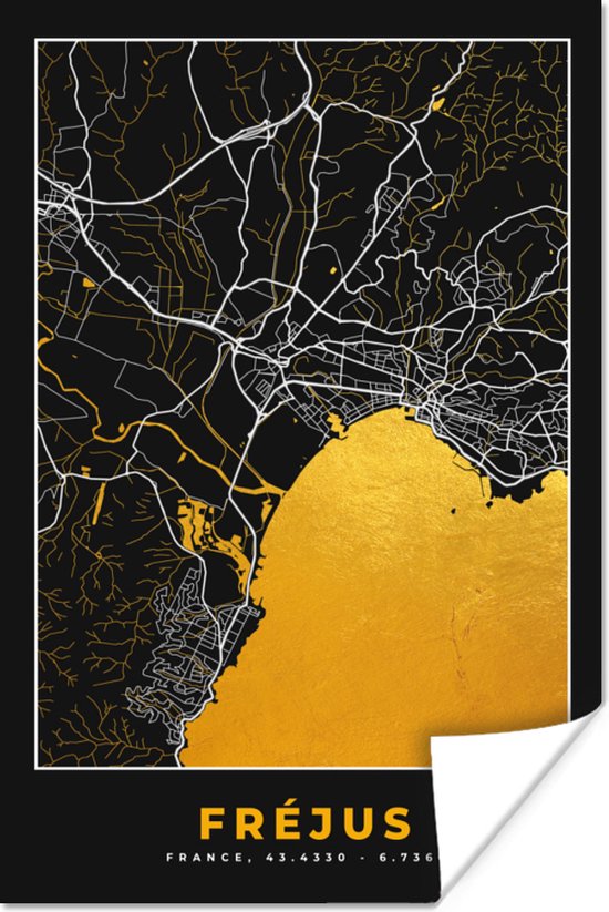 Poster Kaart – Fréjus - Plattegrond – Frankrijk – Stadskaart - 20x30 cm ...