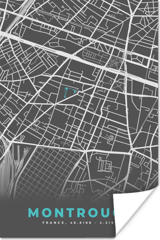 Poster Montrouge - Frankrijk - Plattegrond - Kaart - Stadskaart - 40x60 ...