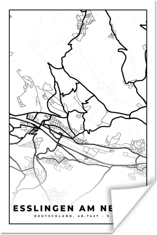 Poster Esslingen am Neckar - Plattegrond - Stadskaart - Kaart - 40x60 ...