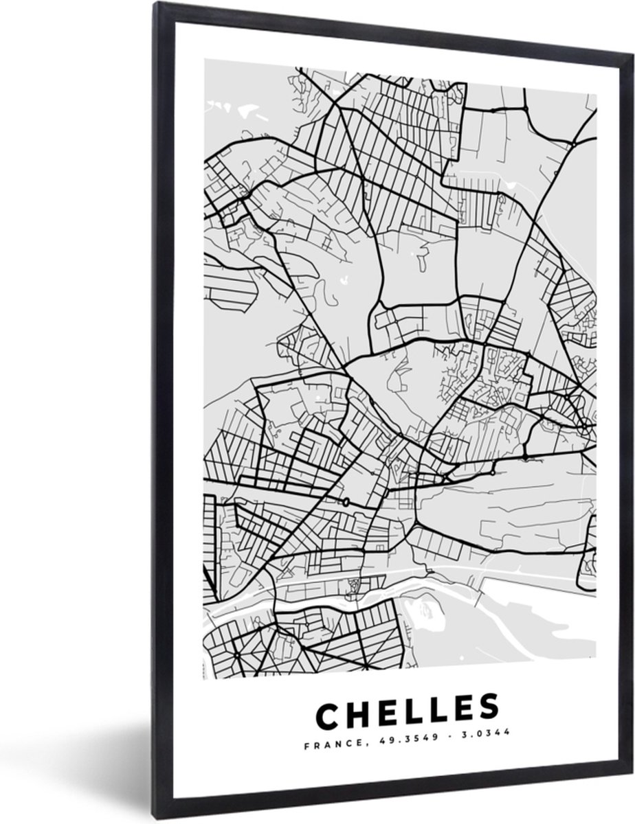 Cadre photo avec affiche - Carte - Plan de la ville - France - Chelles ...