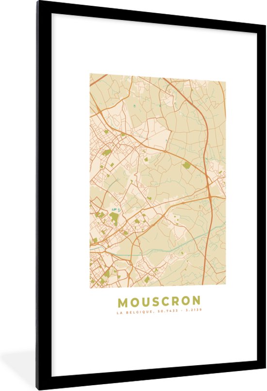 Fotolijst incl. Poster - Plattegrond - Kaart - Mouscron - Stadskaart ...