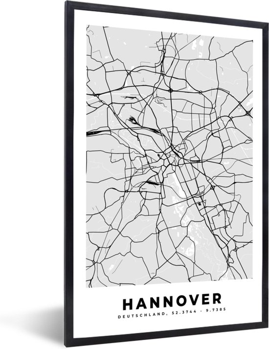 Fotolijst incl. Poster - Hannover - Stadskaart - Plattegrond ...