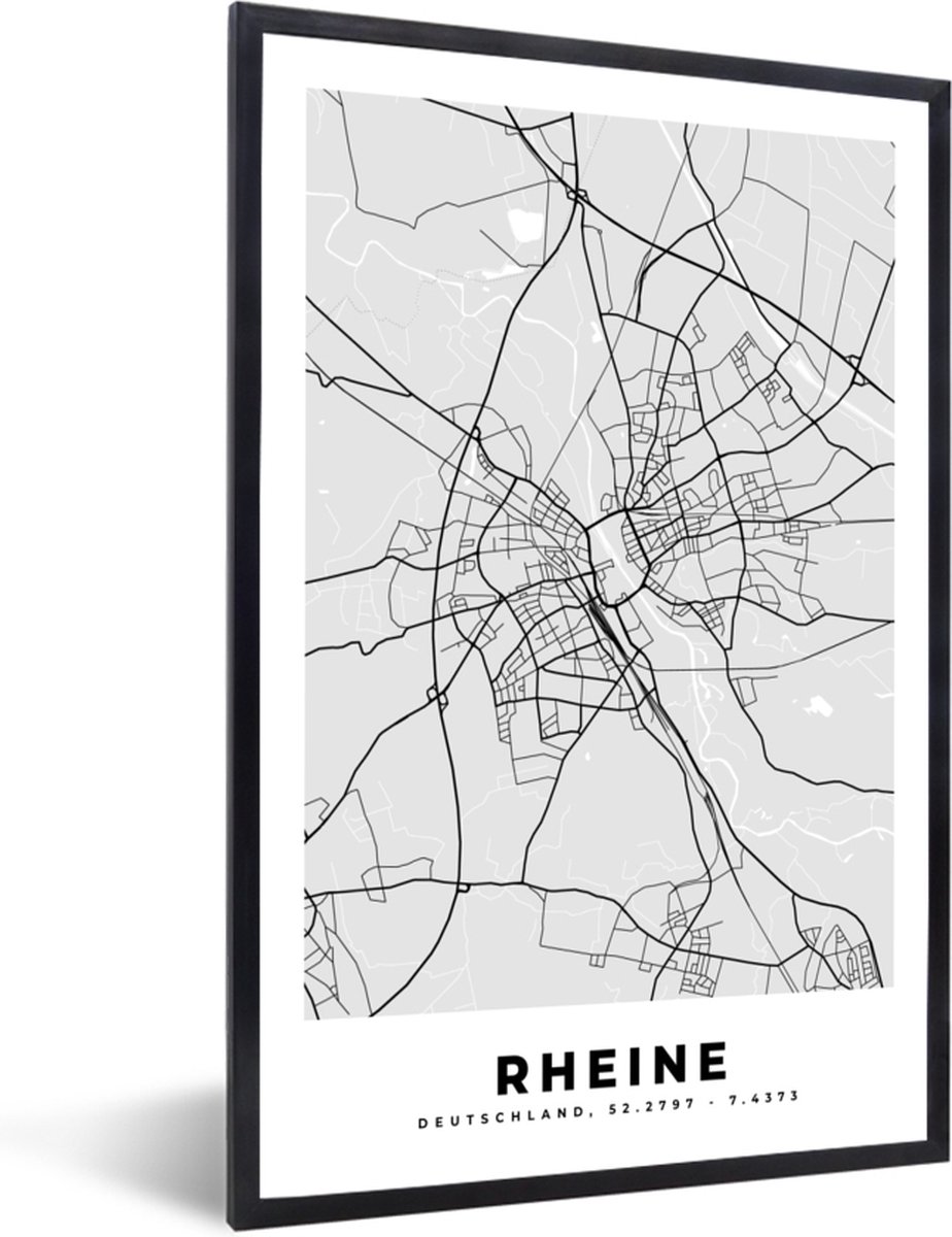Fotolijst incl. Poster - Plattegrond - Duitsland - Rheine - Stadskaart ...