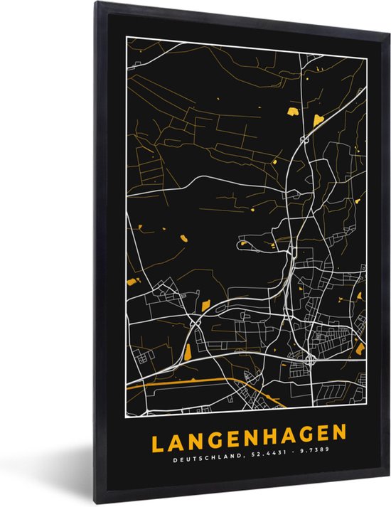 Fotolijst incl. Poster - Black and Gold – Stadskaart – Langenhagen ...