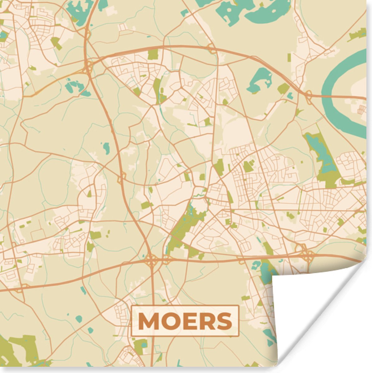 Affiche City Map - Moers - Carte - Vintage - Carte - 100x100 cm XXL ...