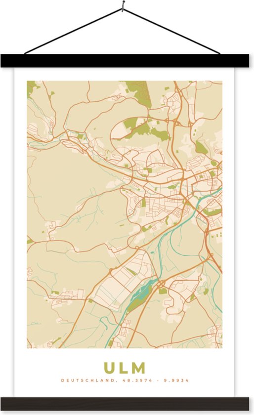 Posterhanger incl. Poster - Schoolplaat - Ulm - Plattegrond - Vintage ...