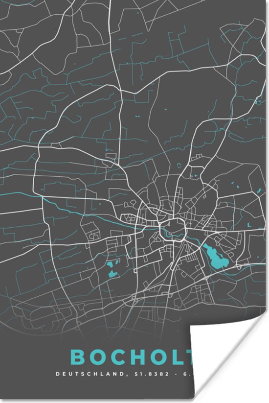 Poster Stadskaart – Bocholt – Duitsland – Plattegrond – Kaart - 80x120 ...