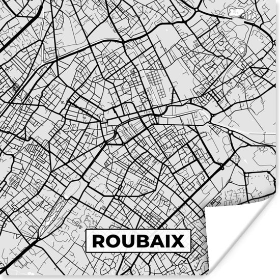 Poster Plattegrond - Roubaix - Stadskaart - Kaart - Frankrijk - 50x50 ...