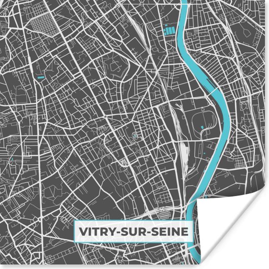 Poster Frankrijk - Plattegrond - Stadskaart - Kaart - Vitry-sur-Seine ...