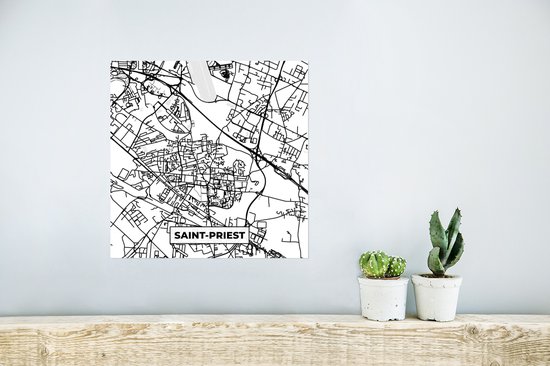 Affiche Plan de ville - Saint-Priest - Carte - Carte - France - Zwart ...