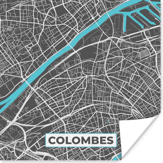 Poster Colombes - Kaart - Plattegrond - Frankrijk - Stadskaart - 30x30 ...