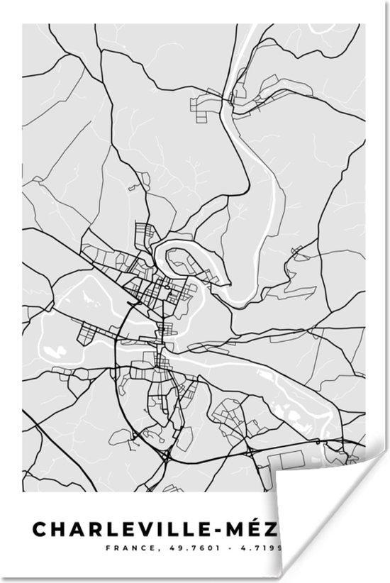 Poster Stadskaart – Frankrijk – Kaart – Charleville-Mézières ...