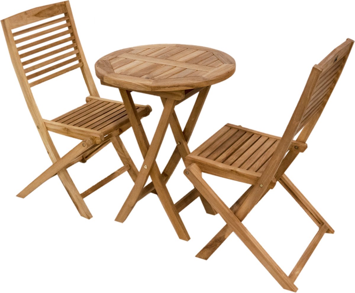 Balkonset voor 2 personen weerbestendig - Teakhouten balkonset 3delig ...