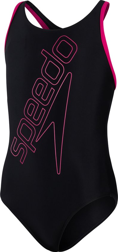 Speedo Boom Logo Placement Flyback Meisjes - Zwart / Roze - maat 176 | bol