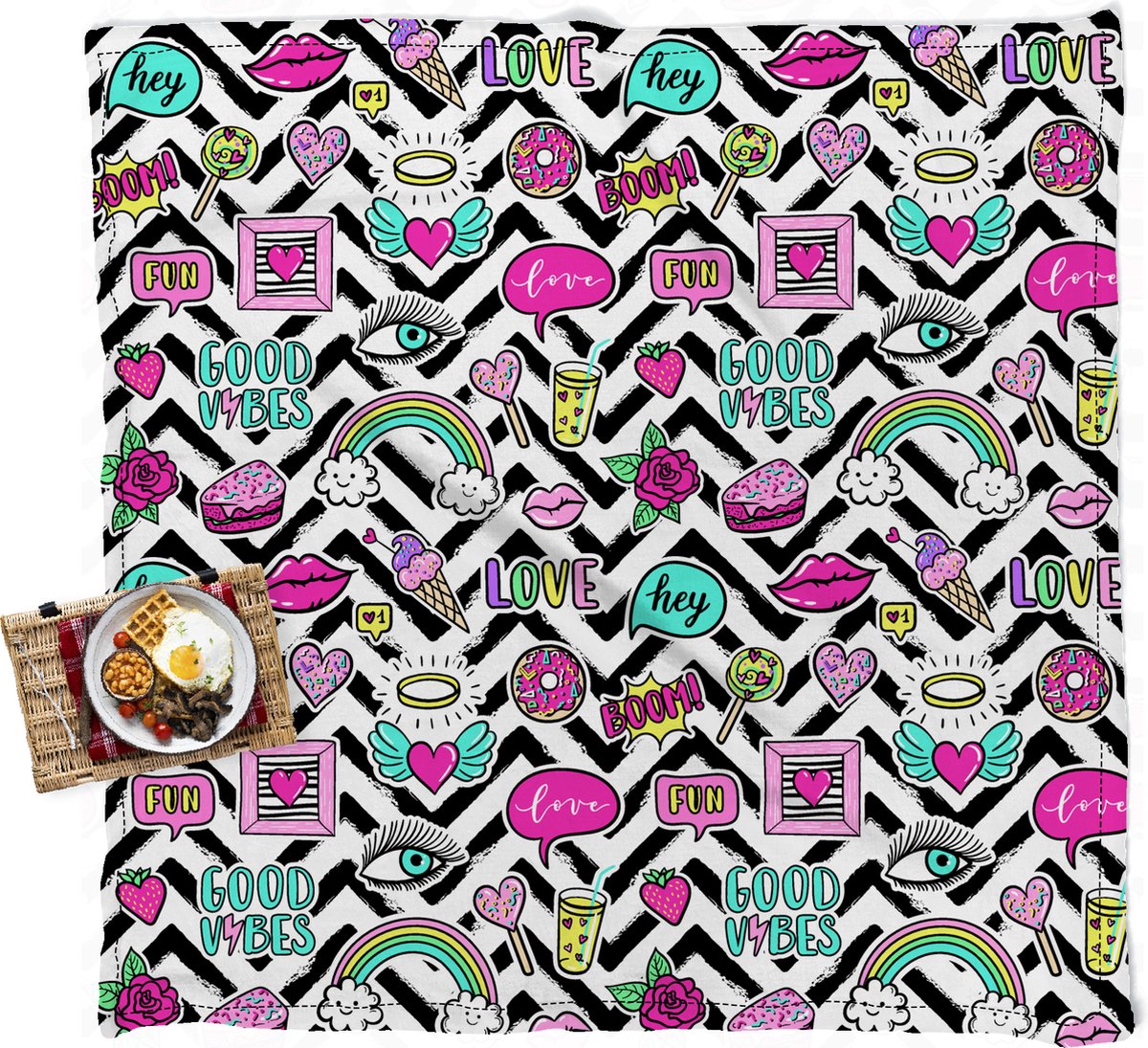 Picknickkleed - Buitenkleed - Patronen - Vector - Sticker - Jaren 80 ...