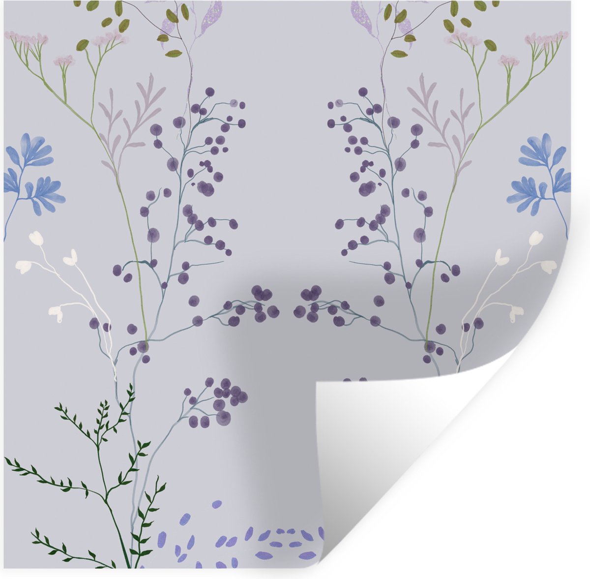 Muurstickers - Pastel - Grijs - Bloemen - Design - 120x120 cm ...