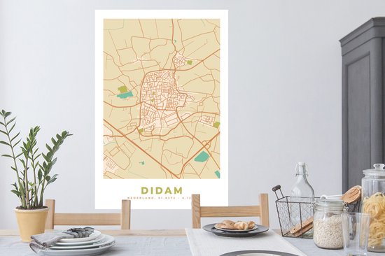 Muurstickers - Didam - Stadskaart - Plattegrond - Kaart - 80x120 cm ...
