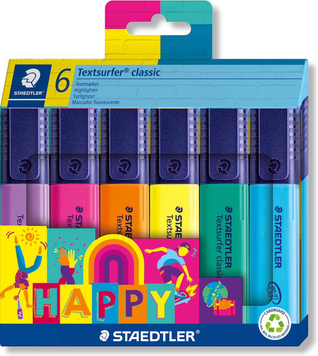 STAEDTLER Textsurfer classic 364 tekstmarker - etui met 6 HAPPY kleuren ...