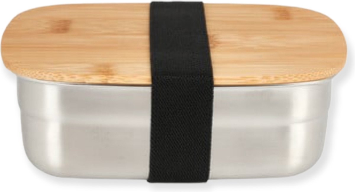 Lunchbox Broodtrommel Brooddoos - RVS/BAMBOE - 17.5X12 CM Medium | bol.com