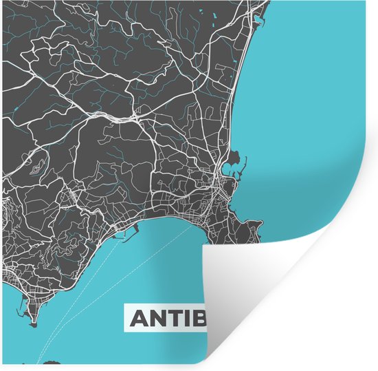 Muurstickers - Sticker Folie - Antibes - Frankrijk - Plattegrond ...