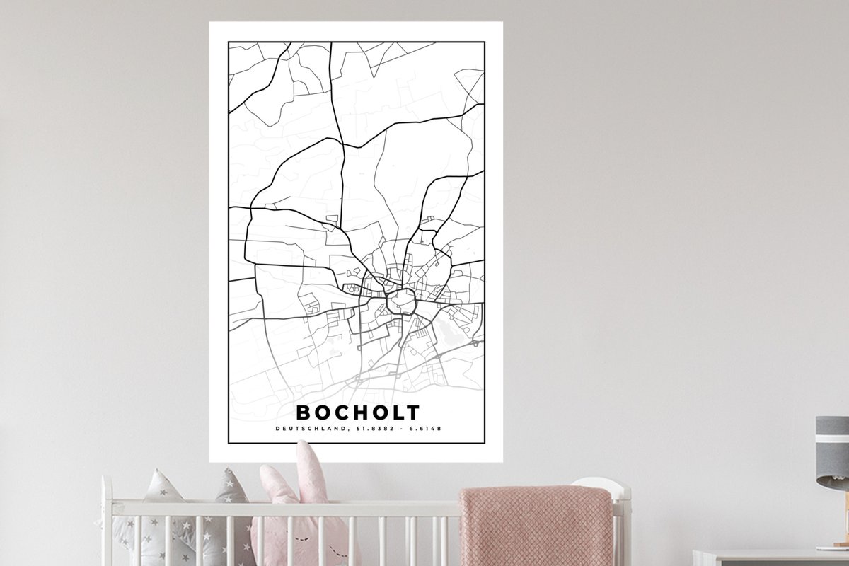 Muurstickers - Plattegrond - Bocholt - Kaart - Stadskaart - 80x120 cm ...