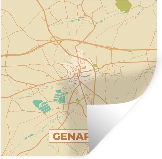 Muurstickers - Kaart - Stadskaart - Retro - Plattegrond - Genappe ...