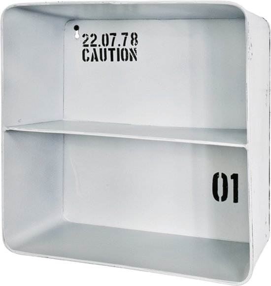 Hakushop Wandbox - Staal Wandkast - Vintage wit - 2 Planken - 30 x 15 x ...