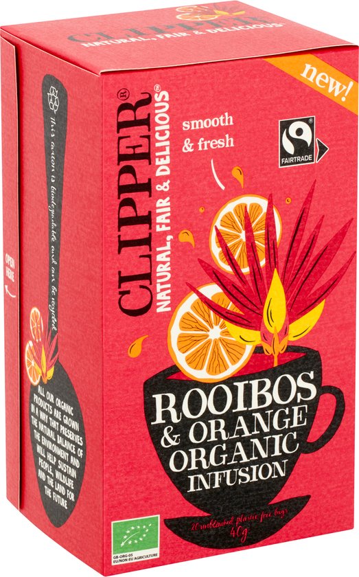 4x Clipper Thee Rooibos Orange 20 stuks | bol