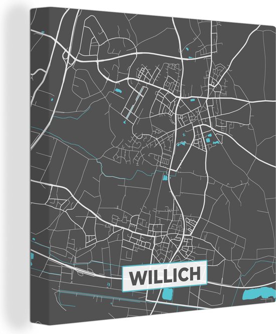 Canvas Schilderij Stadskaart – Plattegrond – Duitsland – Blauw ...