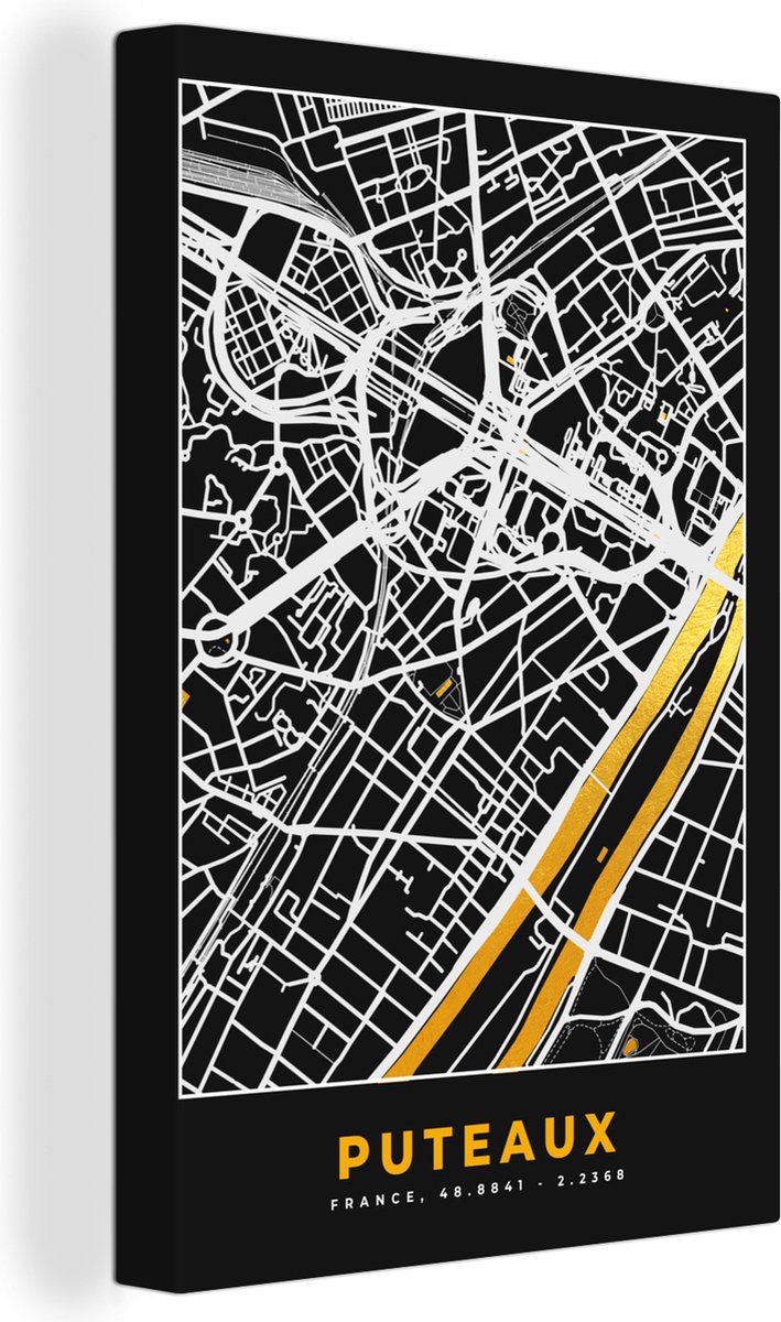 Toile Peinture Carte - Plan de Ville - Plan - Puteaux - France - 40x60 ...