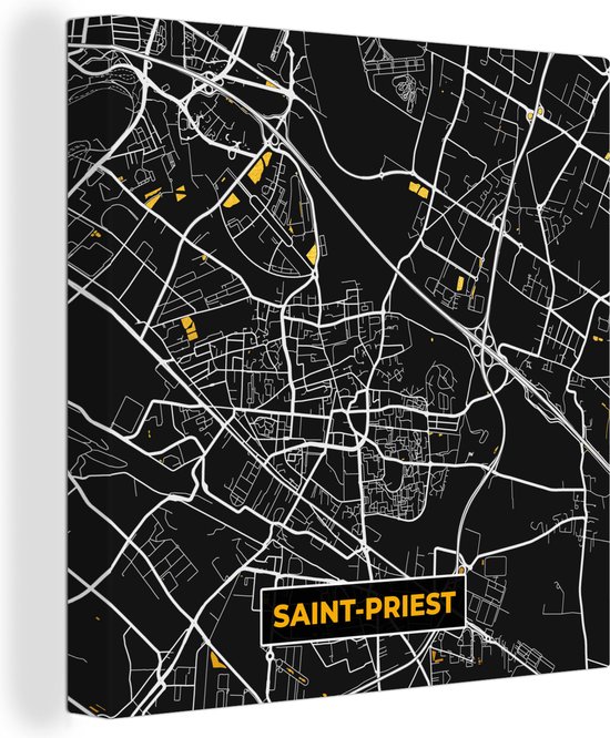 Canvas Schilderij Plattegrond - Kaart - Saint-Priest - Frankrijk ...